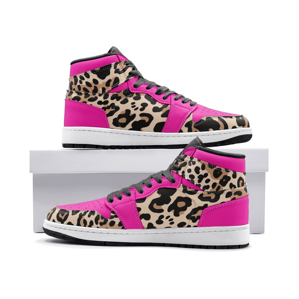 Men's/women's Hot Pink and Cheetah Print High Top Sneaker - Etsy