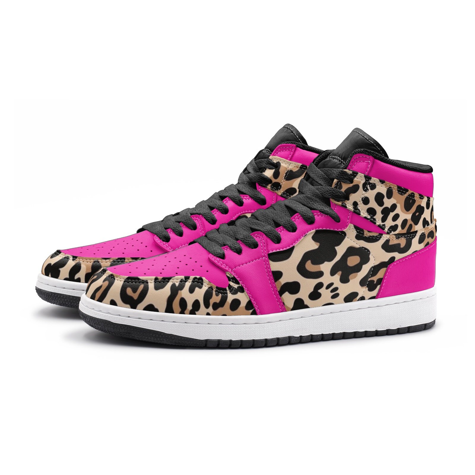 Men's/women's Hot Pink and Cheetah Print High Top Sneaker - Etsy