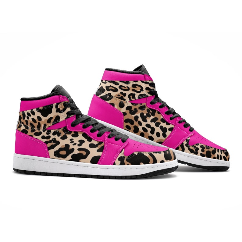 Men's/women's Hot Pink and Cheetah Print High Top Sneaker - Etsy
