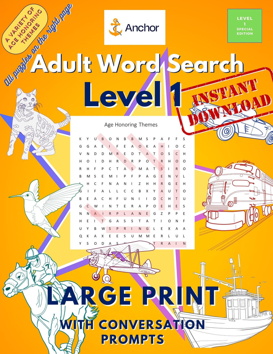 Engaging (level 1) Adult Word Search! 25 Large Print Puzzles With ...