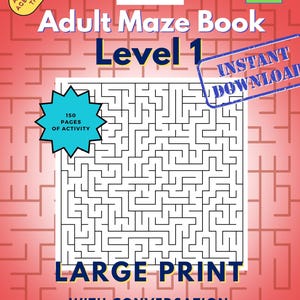 Adult Maze Book: Level 1, 150 Puzzles With Conversation Prompts ...
