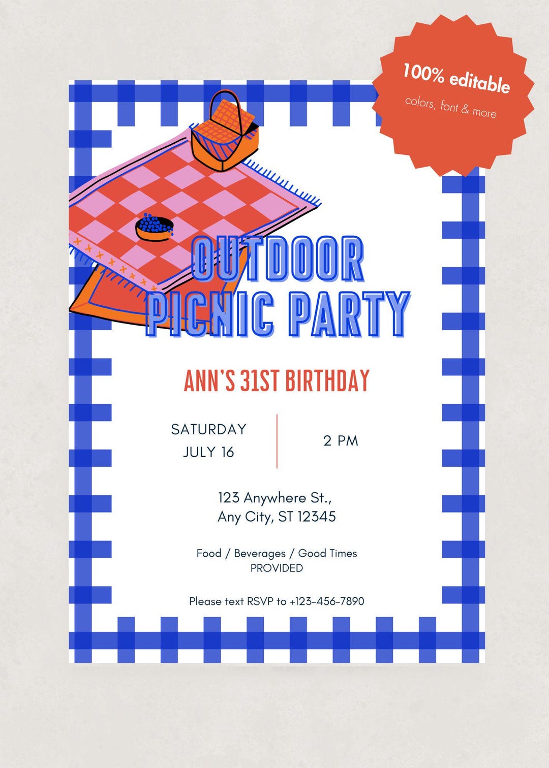 Custom Outdoor Picnic Party Invitation - Etsy