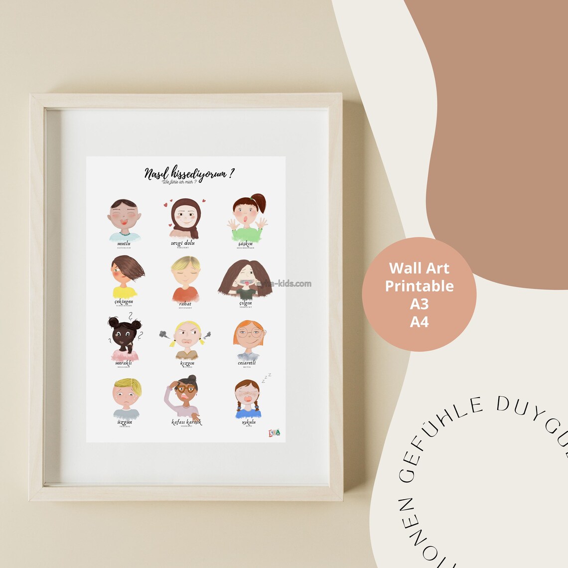 20 Different Emotions Feelings Poster Turkish/german, Timeless - Etsy