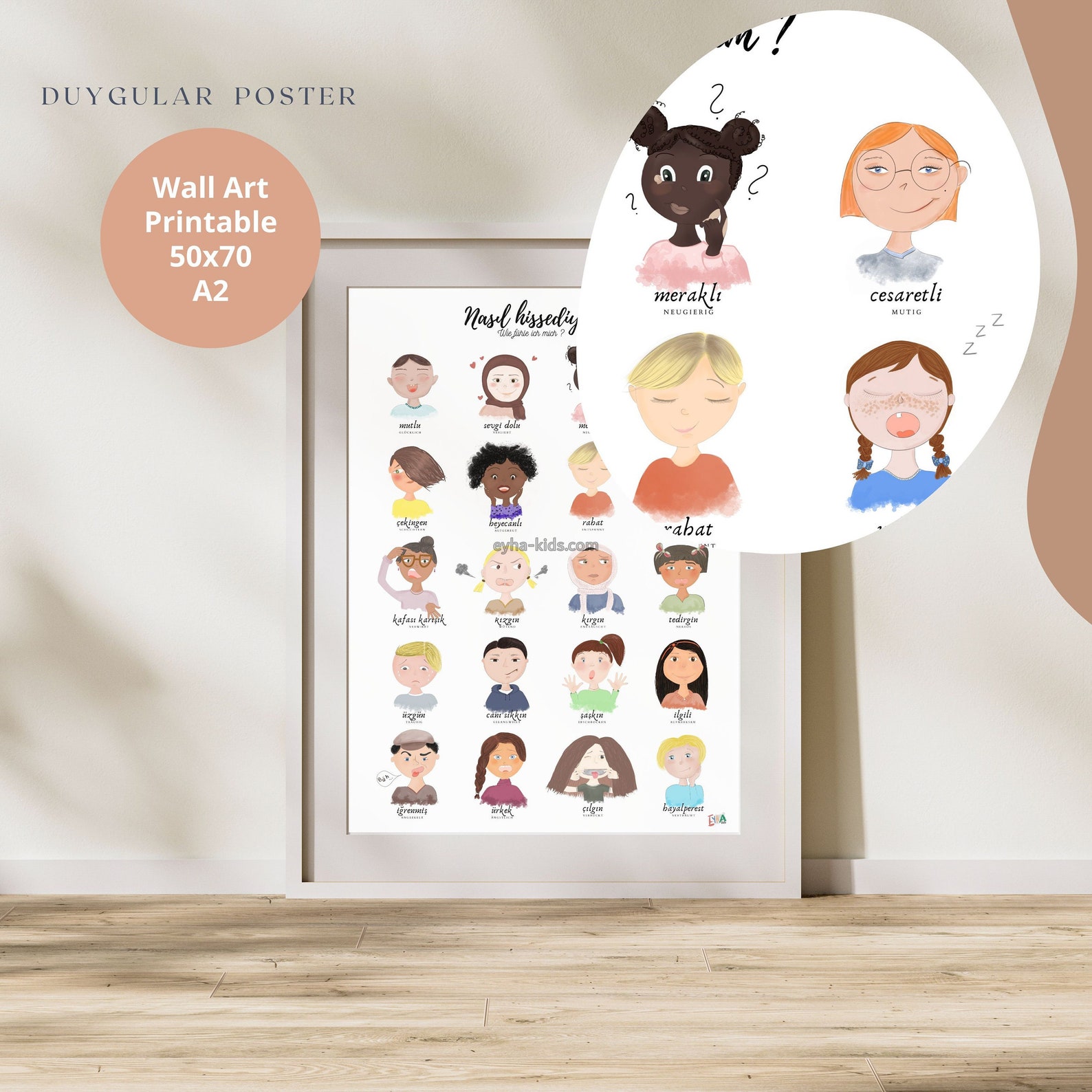 20 Different Emotions Feelings Poster Turkish/german, Timeless - Etsy