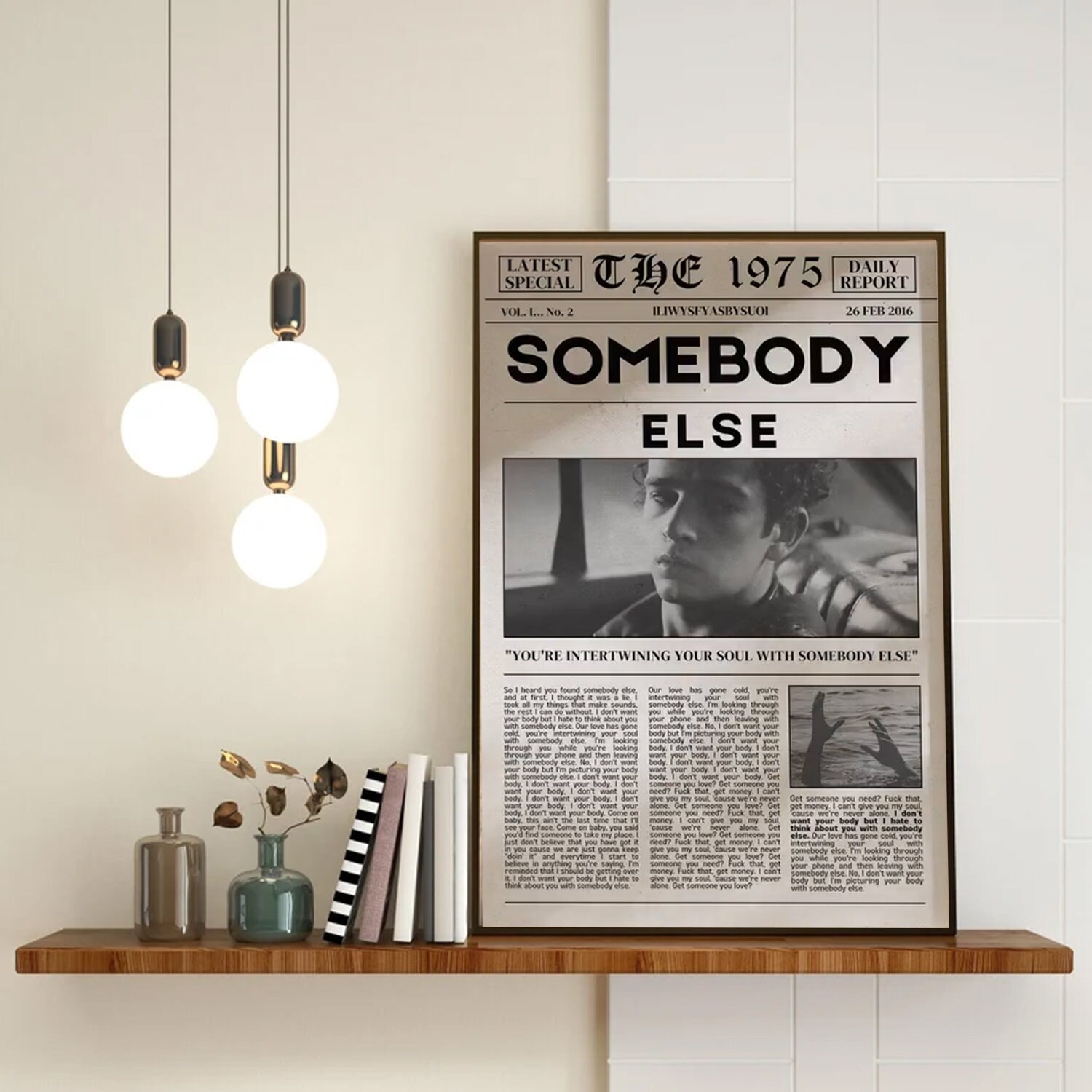The 1975 Retro Newspaper Print, Somebody Else Lyric Print, The 1975 ...