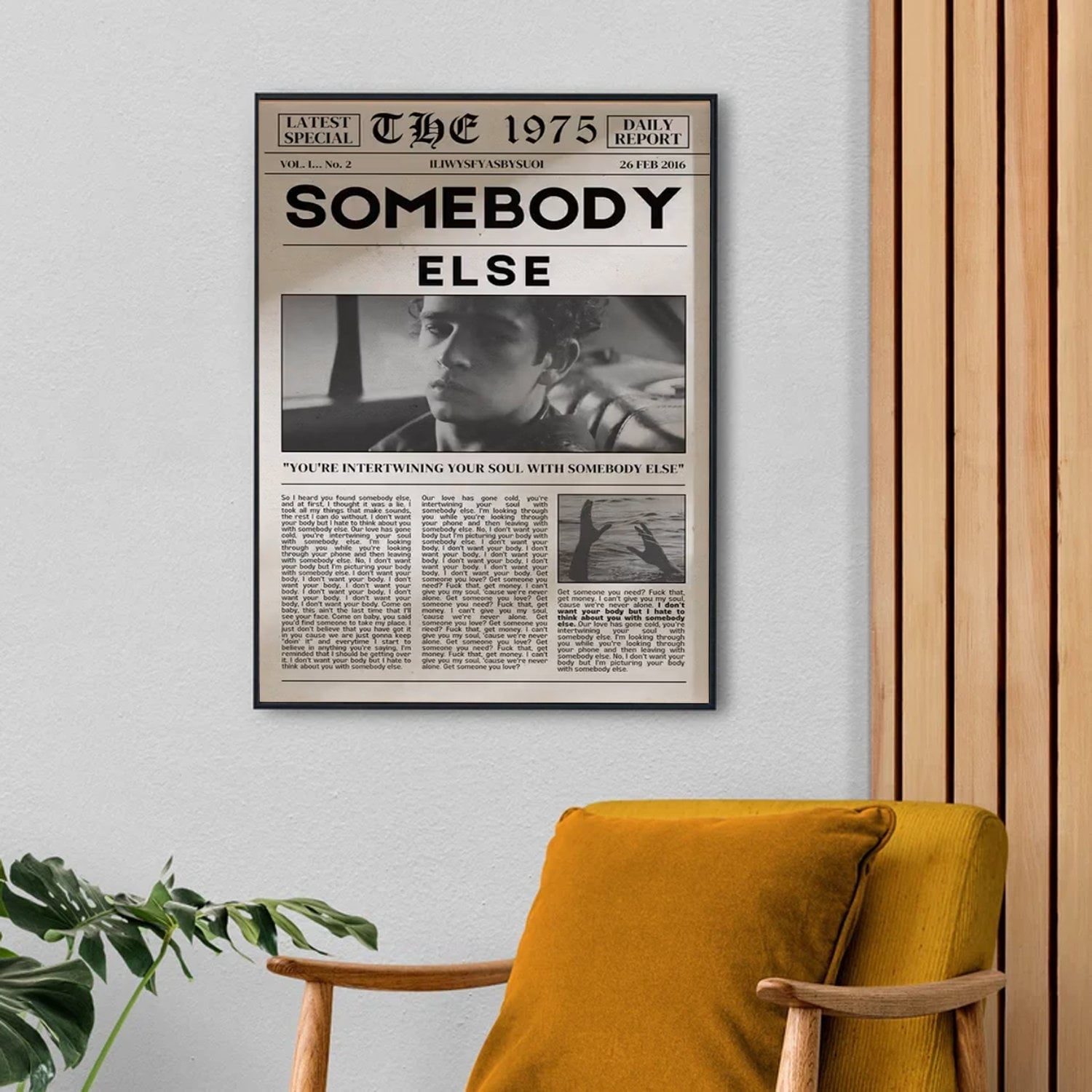 The 1975 Retro Newspaper Print, Somebody Else Lyric Print, The 1975 ...
