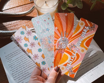 Bookish Bookmarks Colorful Retro Bookmark Handmade Bookmarks Laminated ...
