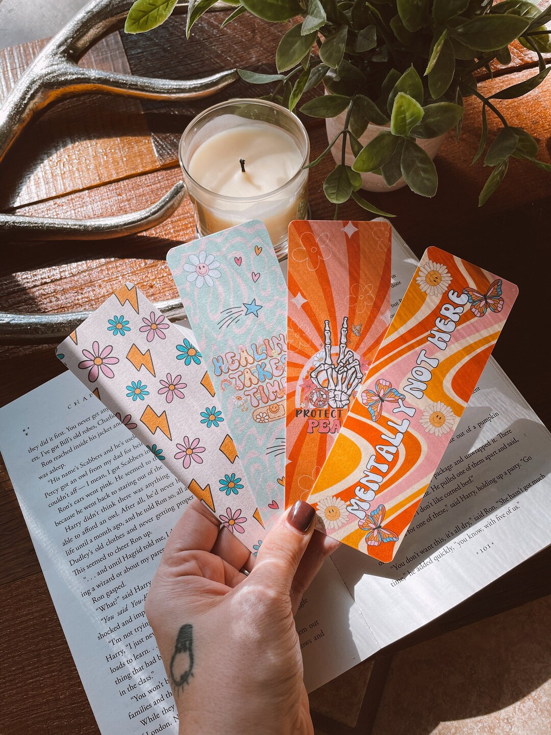 Groovy Retro Bookmark Laminated Bookmark Individual or Set Handmade ...