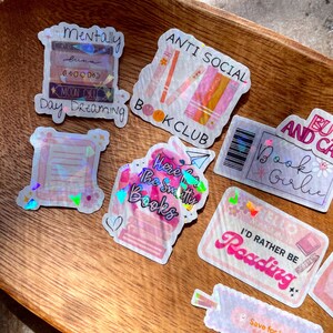 Pink Bookish Holographic Sticker Bundle Bookish Kindle Stickers Book ...