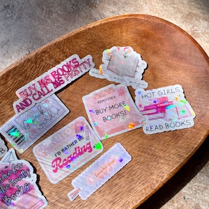 Pink Bookish Holographic Sticker Bundle Bookish Kindle Stickers Book ...