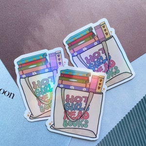 Bag of Books Holographic Sticker Boho Vinyl Sticker Kindle Stickers ...