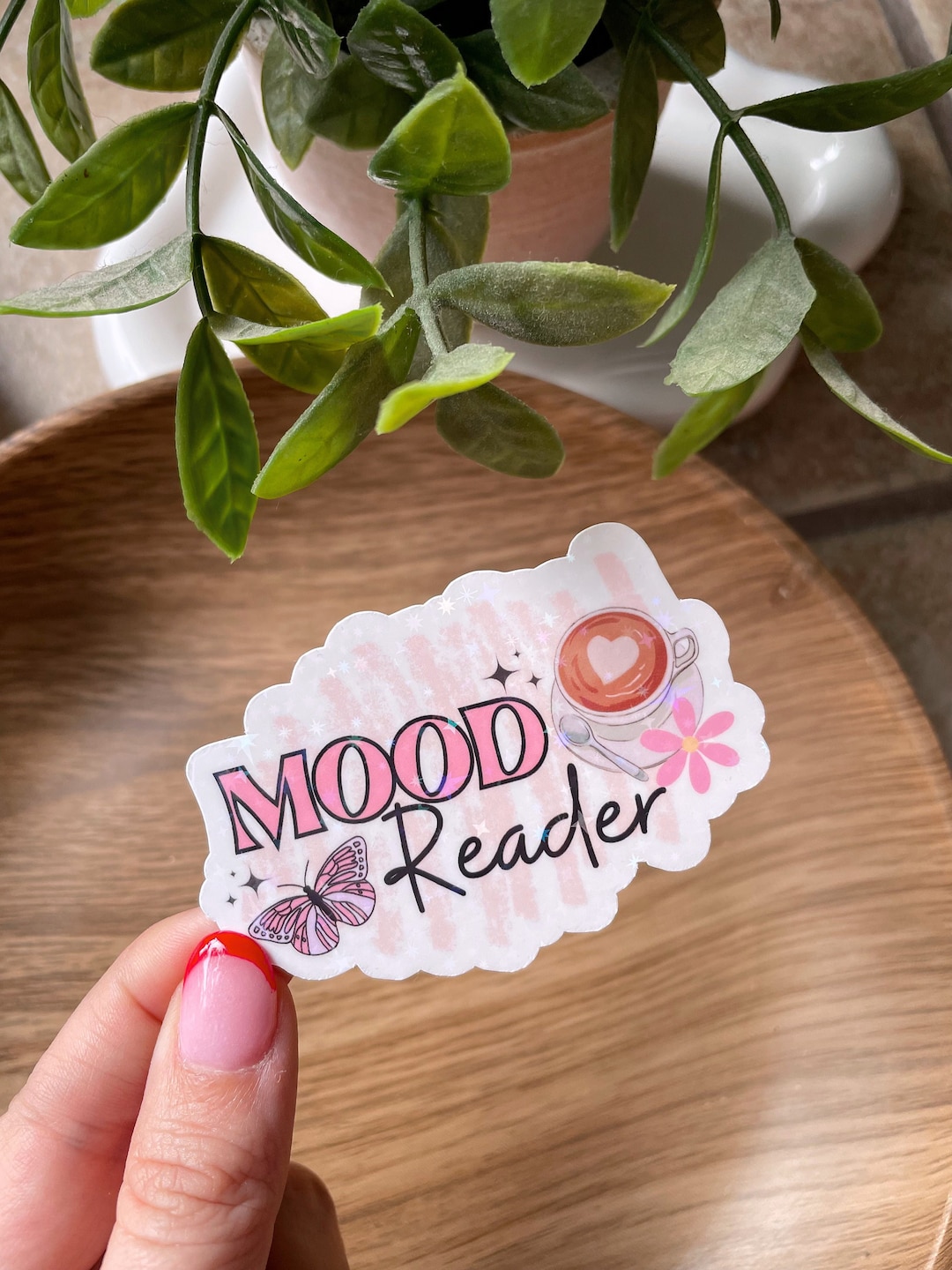 Mood Reader Sticker Holographic Boho Groovy Vinyl Sticker Kindle ...