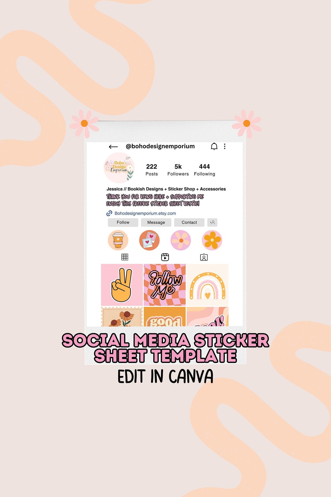 Sticker Sheet Template Only 4x6 Social Media Instagram Bookstagram ...
