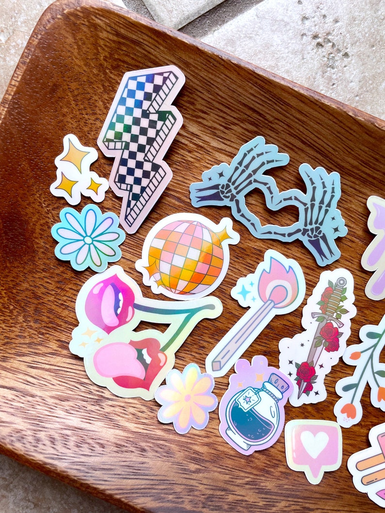 Groovy Retro Accent Sticker Bundle Holographic Sticker Pack Kindle ...