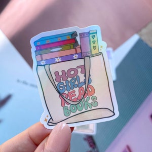Bag of Books Holographic Sticker Boho Vinyl Sticker Kindle Stickers ...
