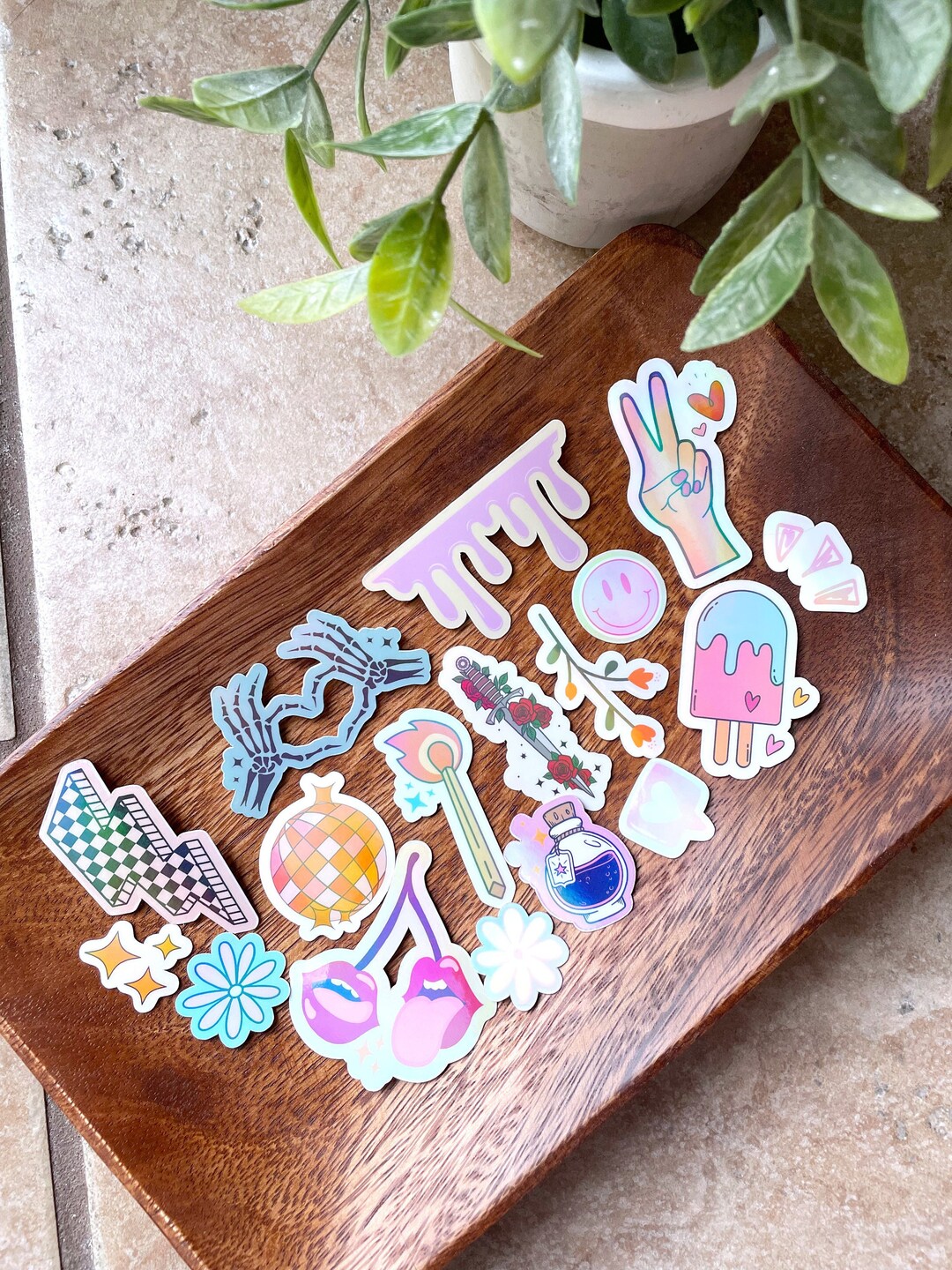 Groovy Retro Accent Sticker Bundle Holographic Sticker Pack Kindle ...