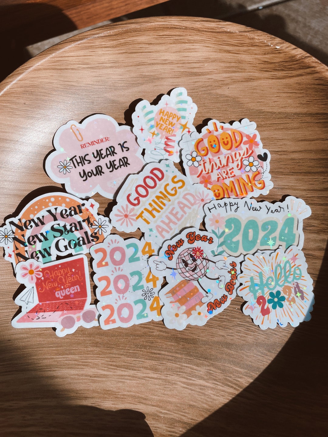 New Year 2024 Holographic Sticker Bundle New Years Stickers 2024 ...