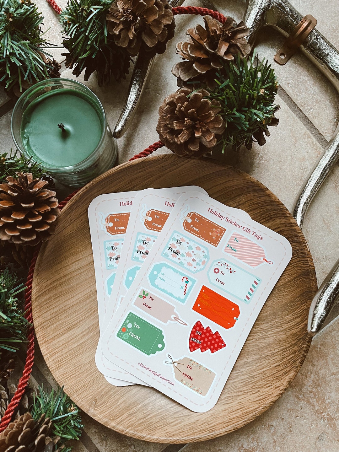 Holiday Gift Tag Sticker Sheet Christmas Gift Tag Stickers Present ...