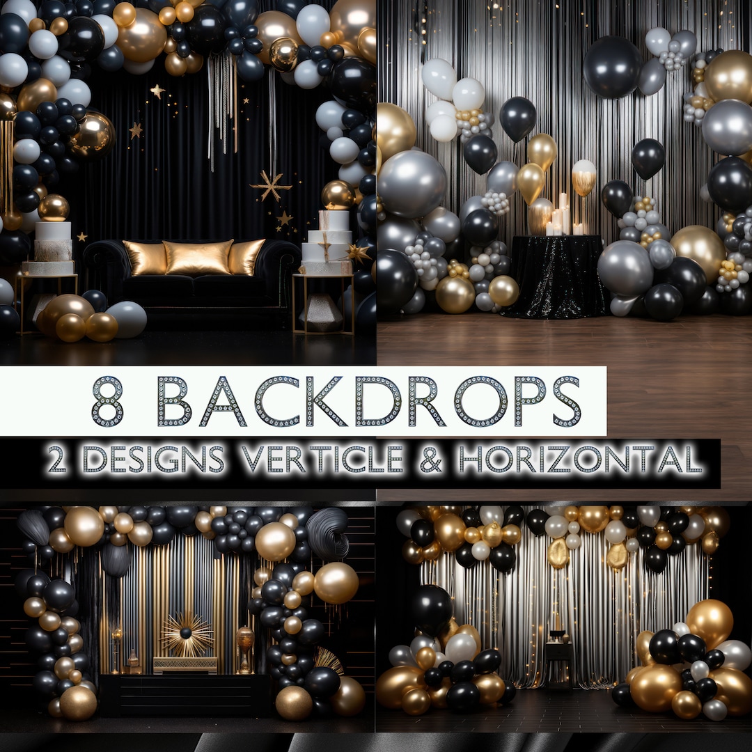 Gold Black Silver Digital Backdrop, High-res Event Photography ...