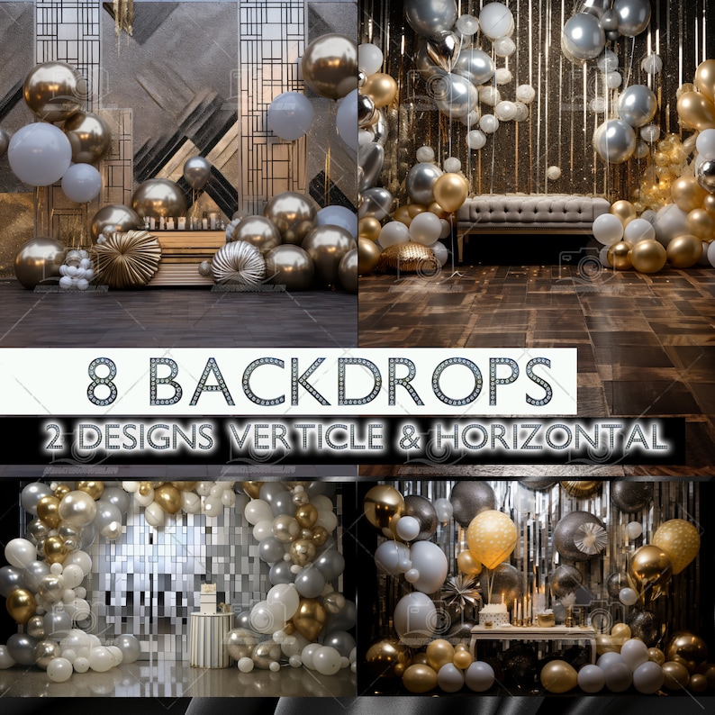 Gold White Silver Digital Backdrop, High-res Event Photography ...