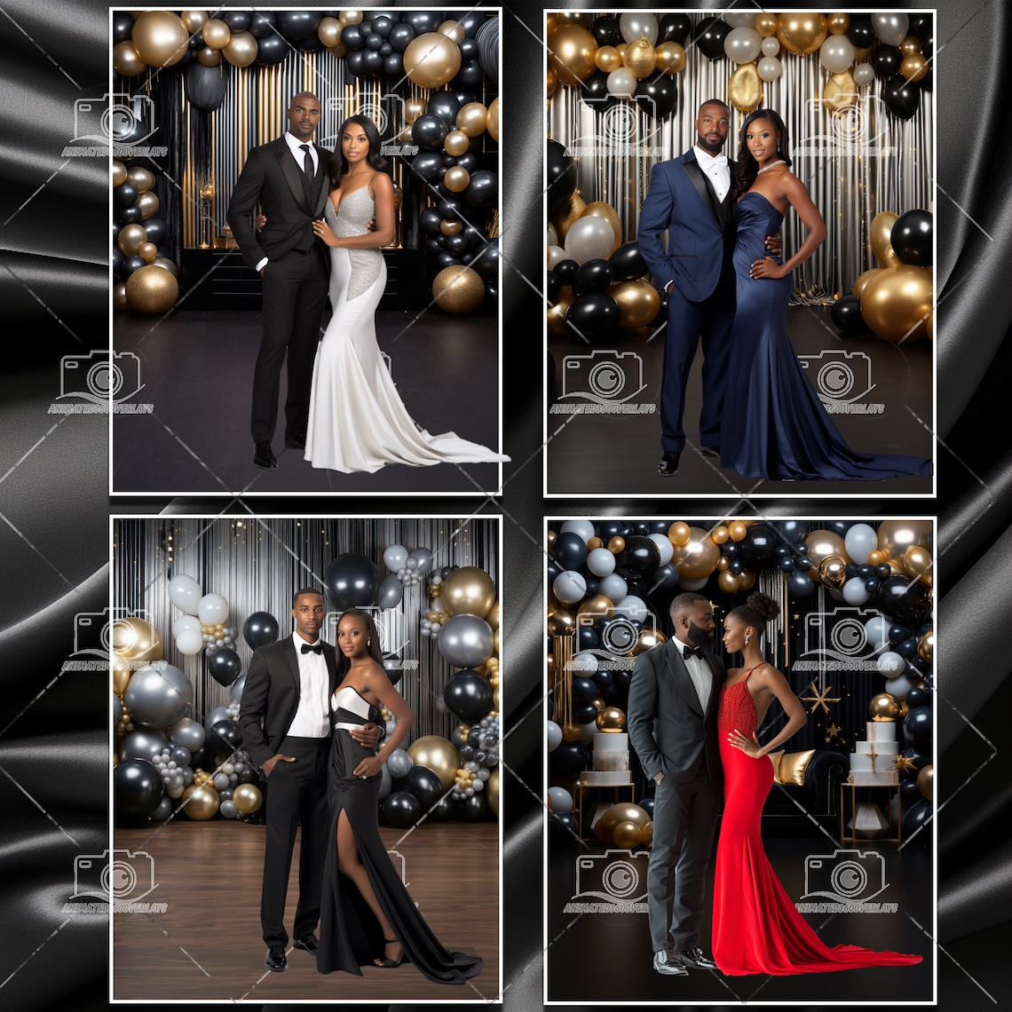 Gold Black Silver Digital Backdrop, High-res Event Photography ...