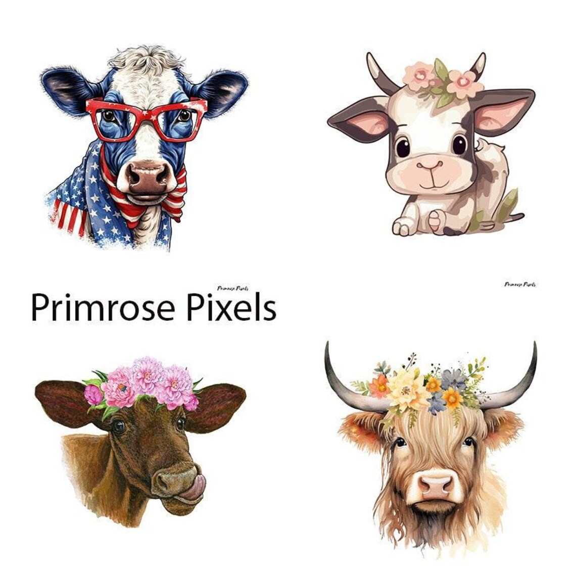 25 Digital Images of Different Cows Designs, Cutesy and More Realistic ...