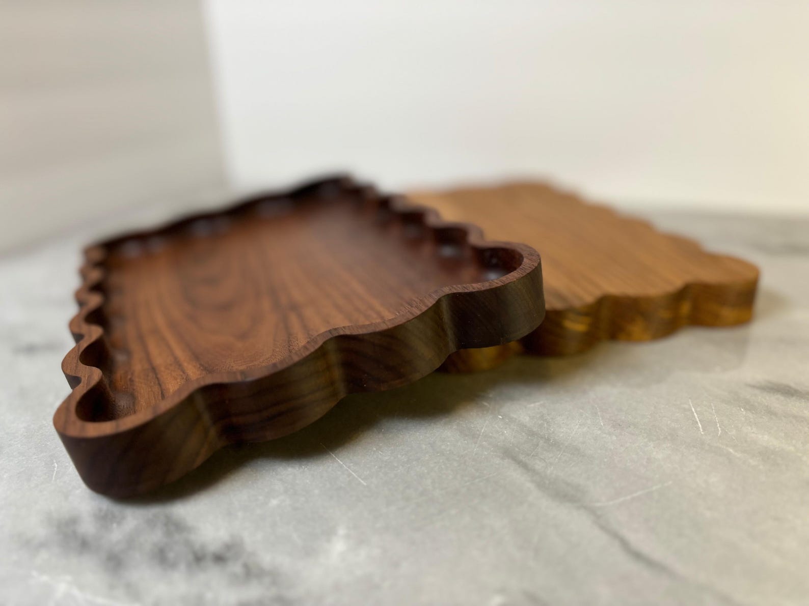 Wood Scalloped Catchall Tray, Square Tray, Catchall Tray, Jewelry ...