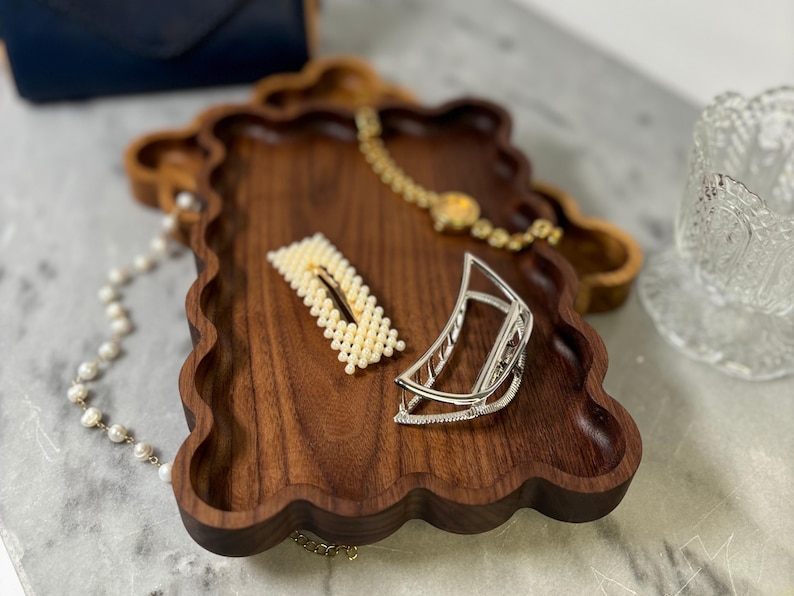 Wood Scalloped Catchall Tray, Square Tray, Catchall Tray, Jewelry ...