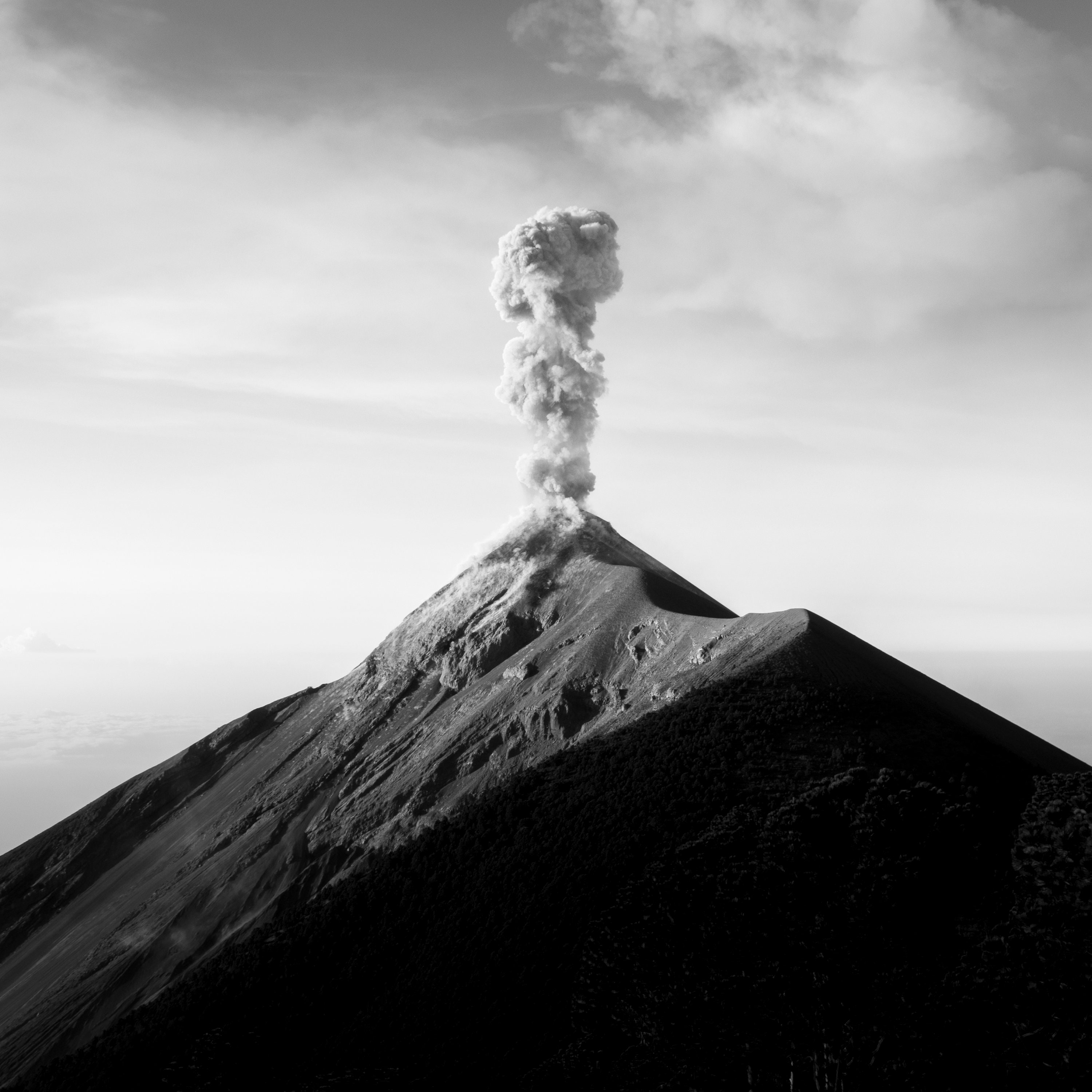 Volcano Black And White Wallpaper