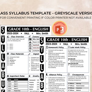 Editable and Customizable Class Syllabus Template, Back to School ...