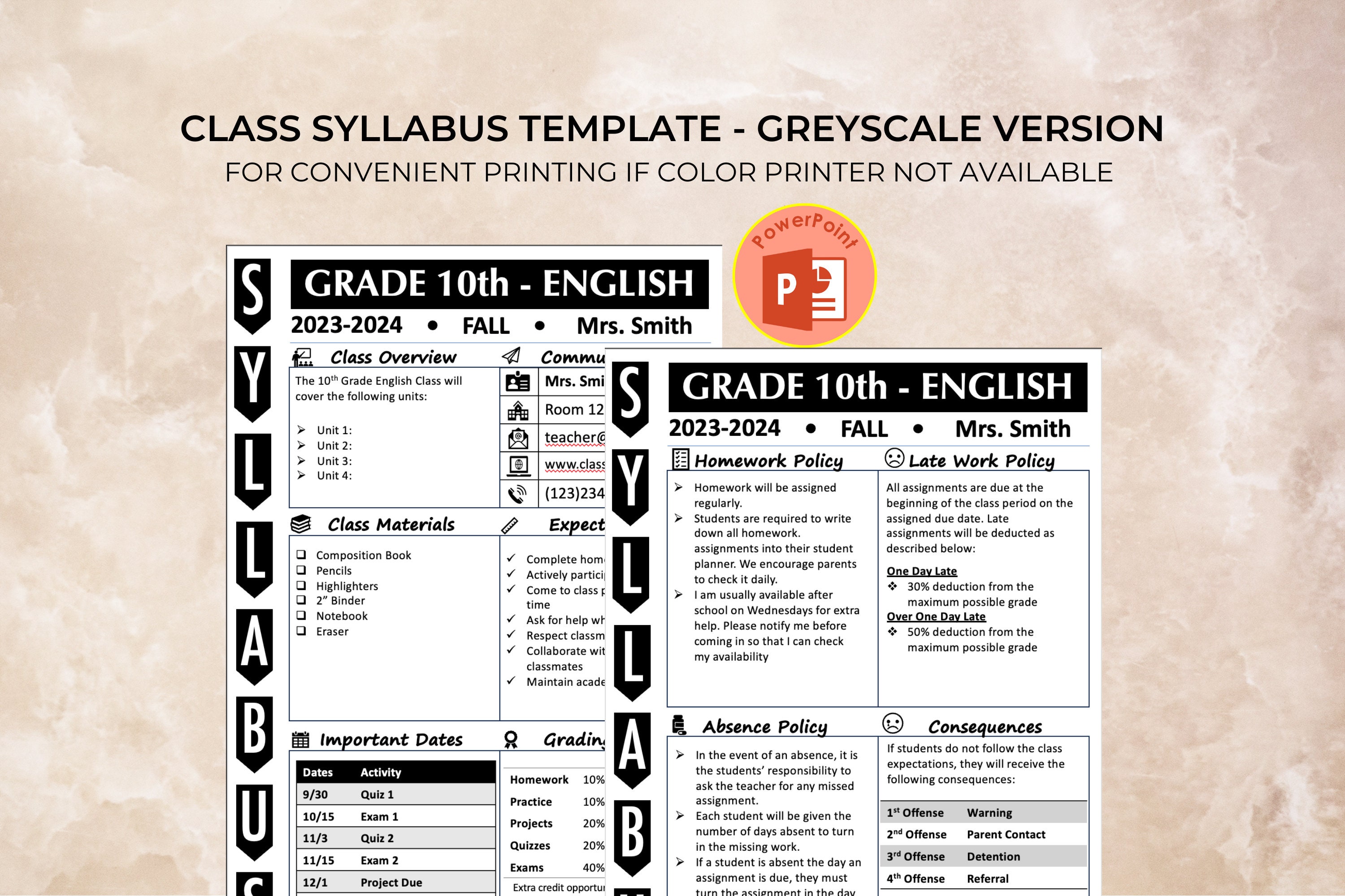 Editable and Customizable Class Syllabus Template, Back to School ...
