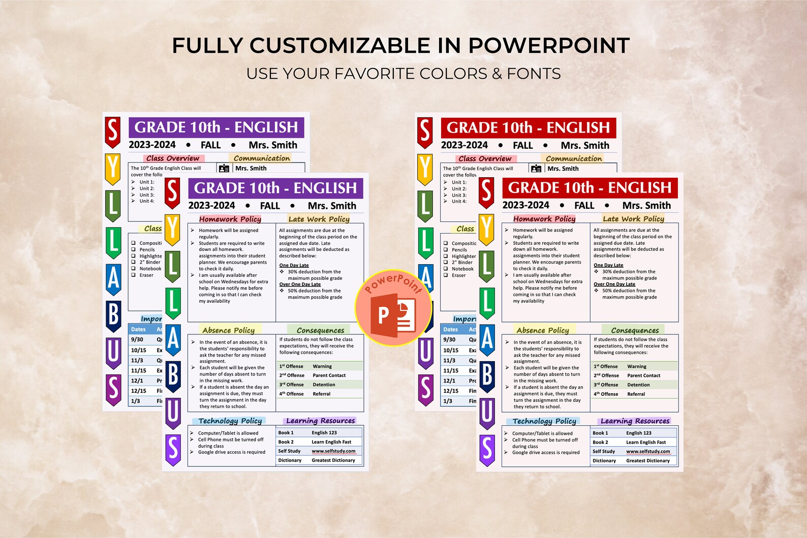 Editable and Customizable Class Syllabus Template, Back to School ...