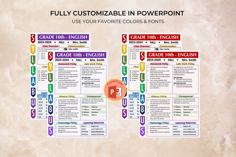 Editable and Customizable Class Syllabus Template, Back to School ...