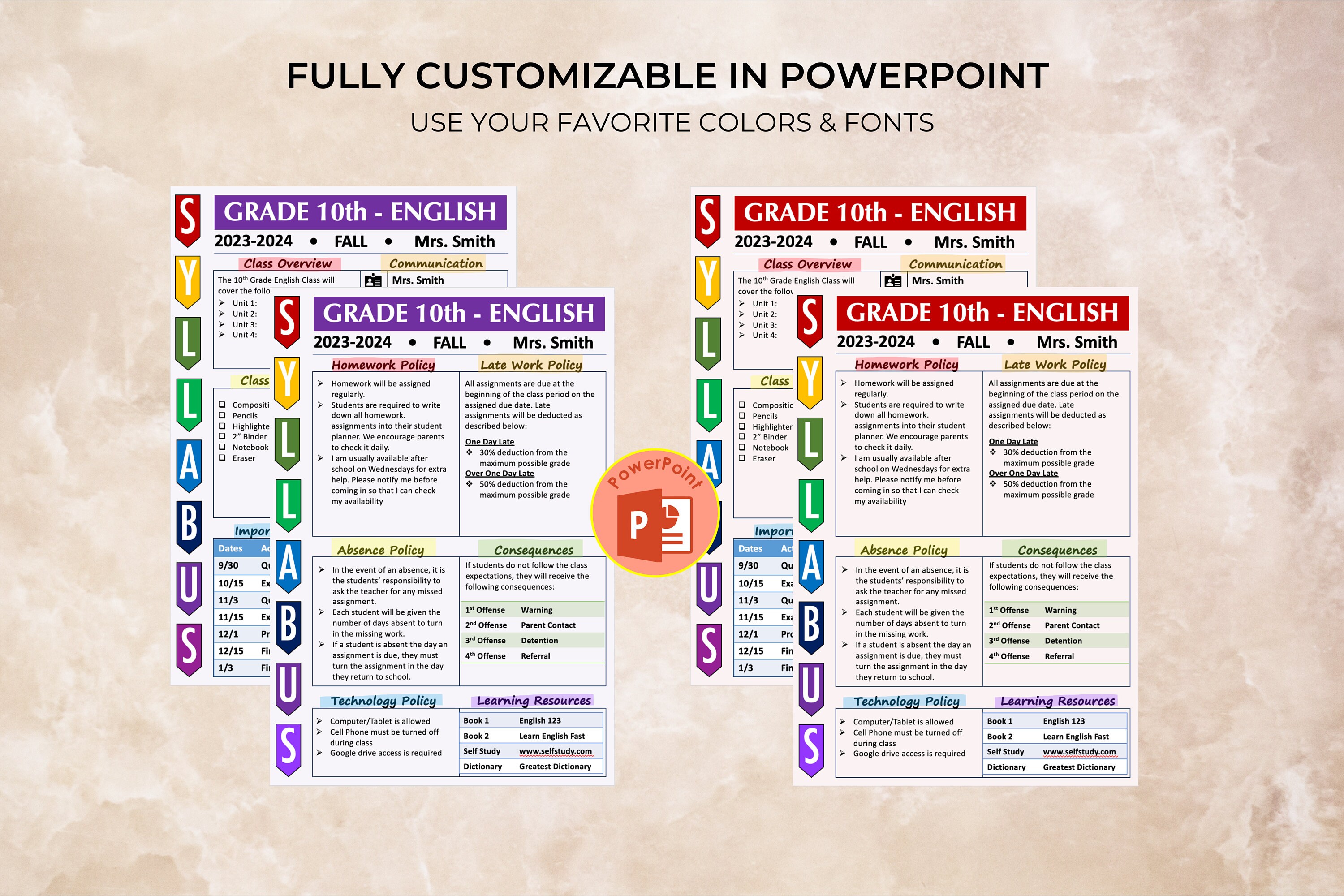 Editable and Customizable Class Syllabus Template, Back to School ...