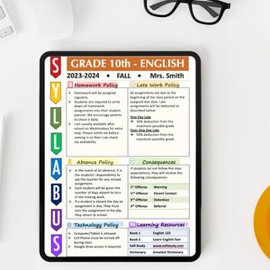 Editable and Customizable Class Syllabus Template, Back to School ...