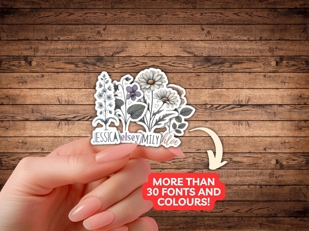 Custom Flower Birth Month Sticker, Custom Birth Sticker, Custom Bumper ...