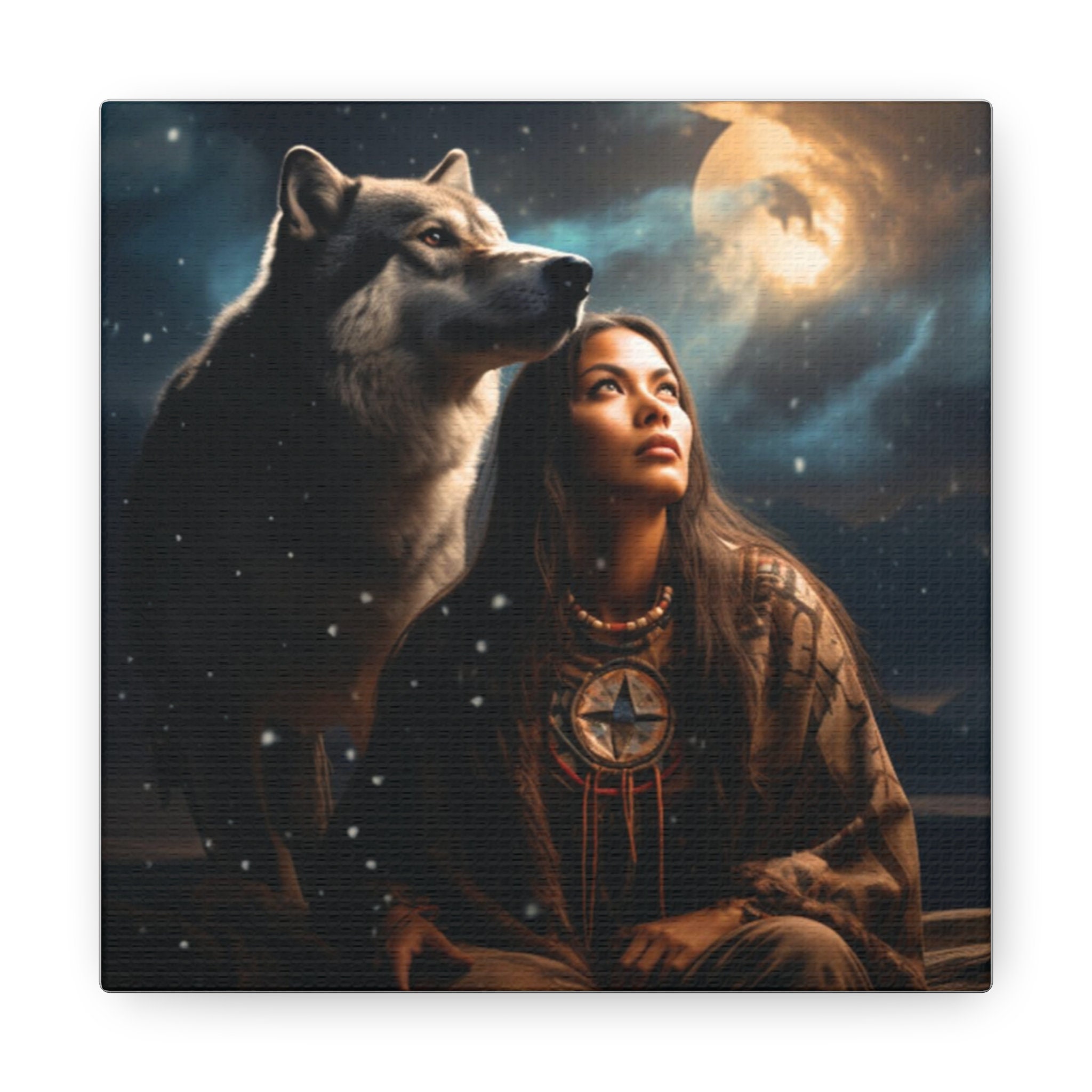 Native and Wolf Canvas Gallery Wraps - Etsy