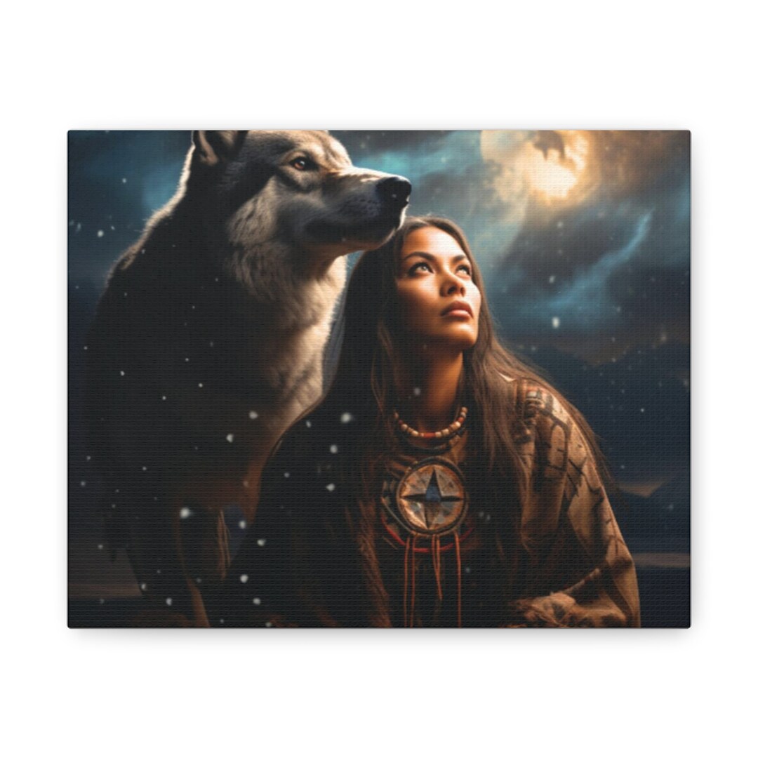 Native and Wolf Canvas Gallery Wraps - Etsy