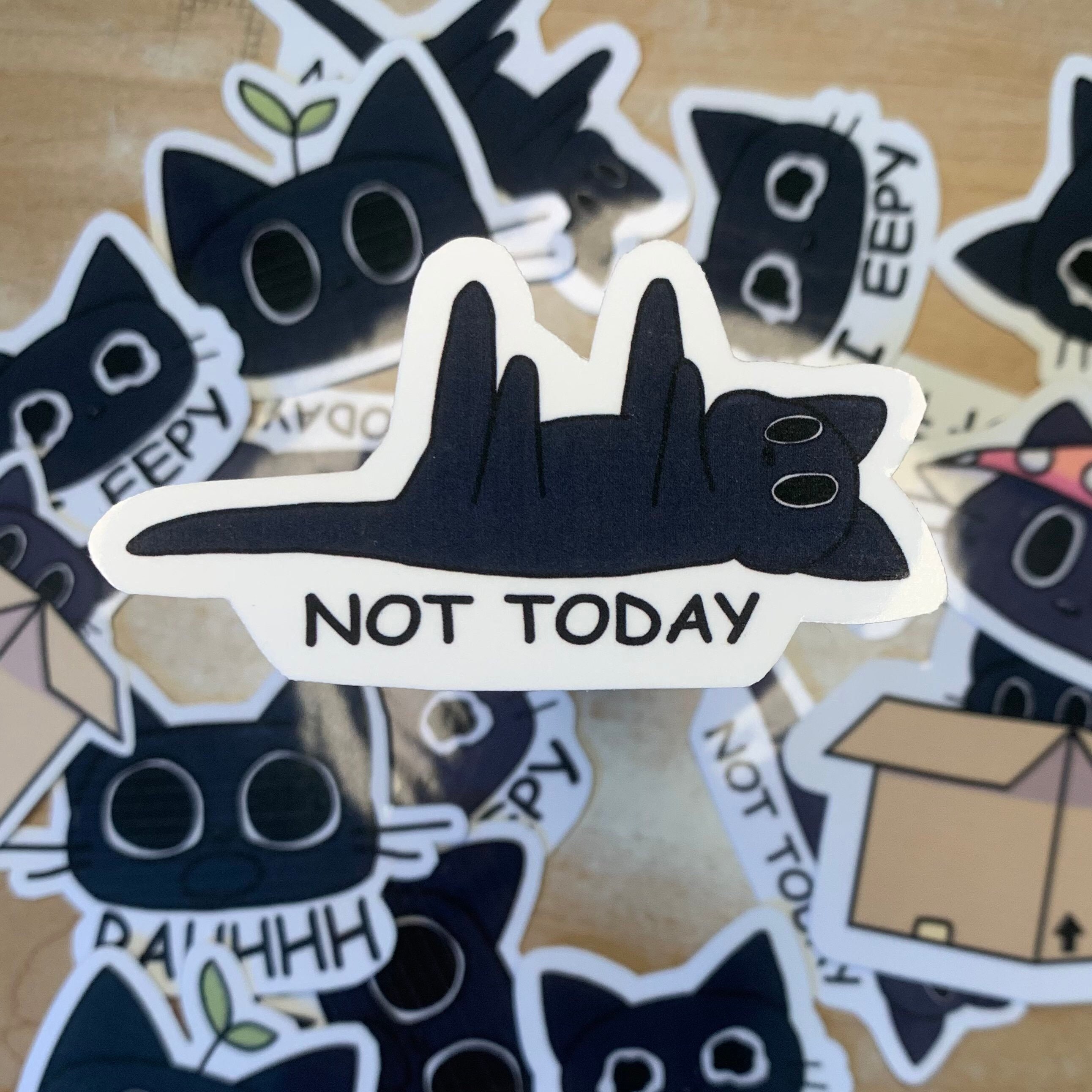 Not Today Cat Sticker - Etsy