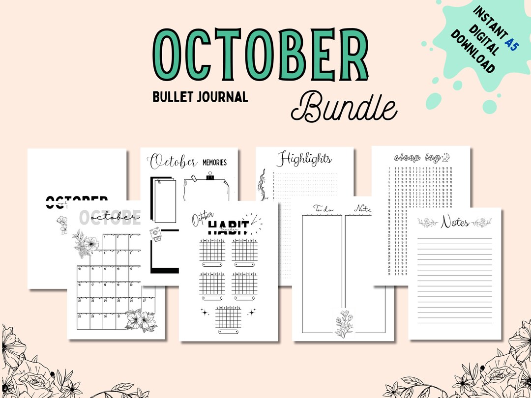 October Bullet Journal Printable A5 Bundle Let Your - Etsy