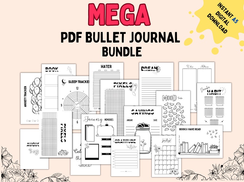 Mega Bullet Journal A5 Printable Bundle Elevate Your Journaling - Etsy