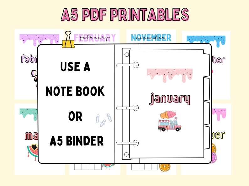 Monthly Themed Bullet Journal Title Page & Calendar A5 Spread - Etsy ...
