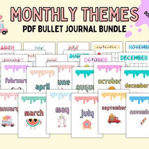 Monthly Themed Bullet Journal Title Page & Calendar A5 Spread - Etsy ...