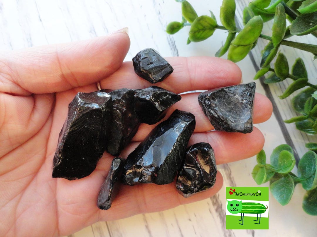 Rough Black Obsidian Natural Crystal Stone, Raw Black Obsidian, Raw Black Obsidian Crystals ...