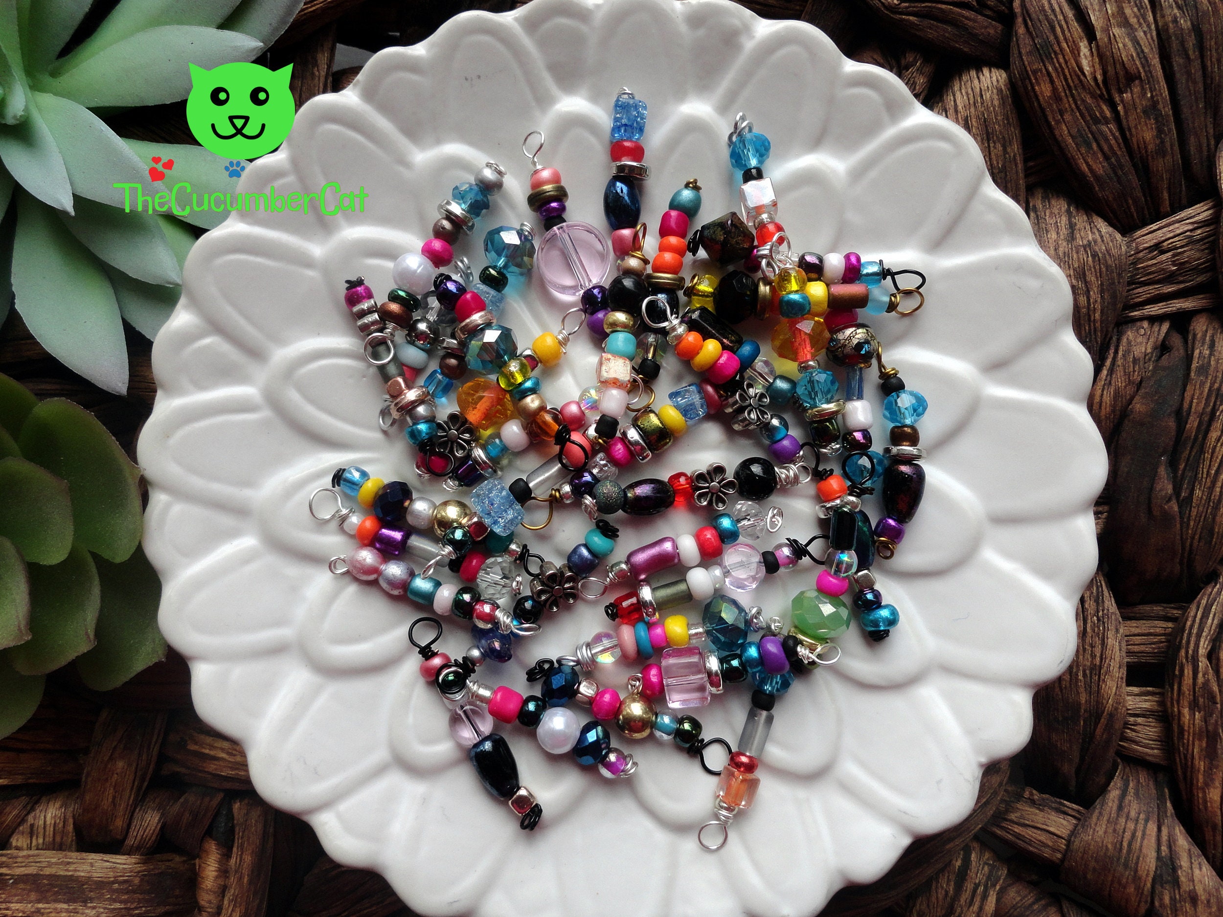 22 Glass Seed Bead Dangles, Beaded Journal Charms, Journal Bling ...