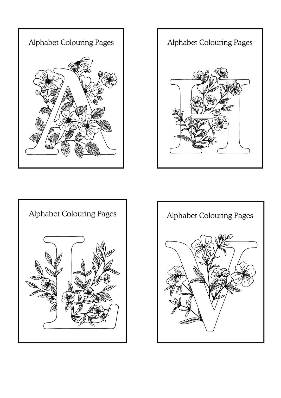 Alphabet Colouring Pages - 26 Letters - Etsy