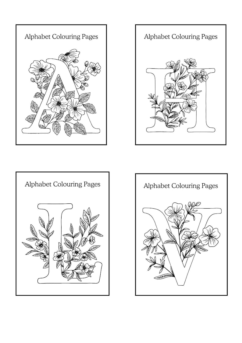Alphabet Colouring Pages - 26 Letters - Etsy