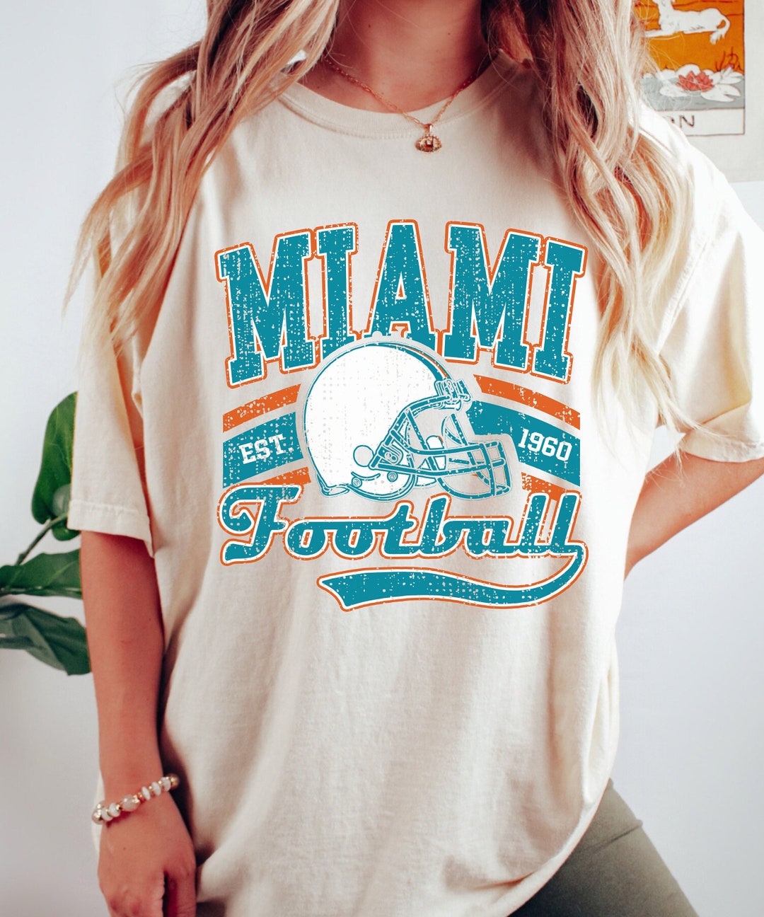 Miami Florida Football, Vintage Comfort Colors Shirt, Bright Colors ...