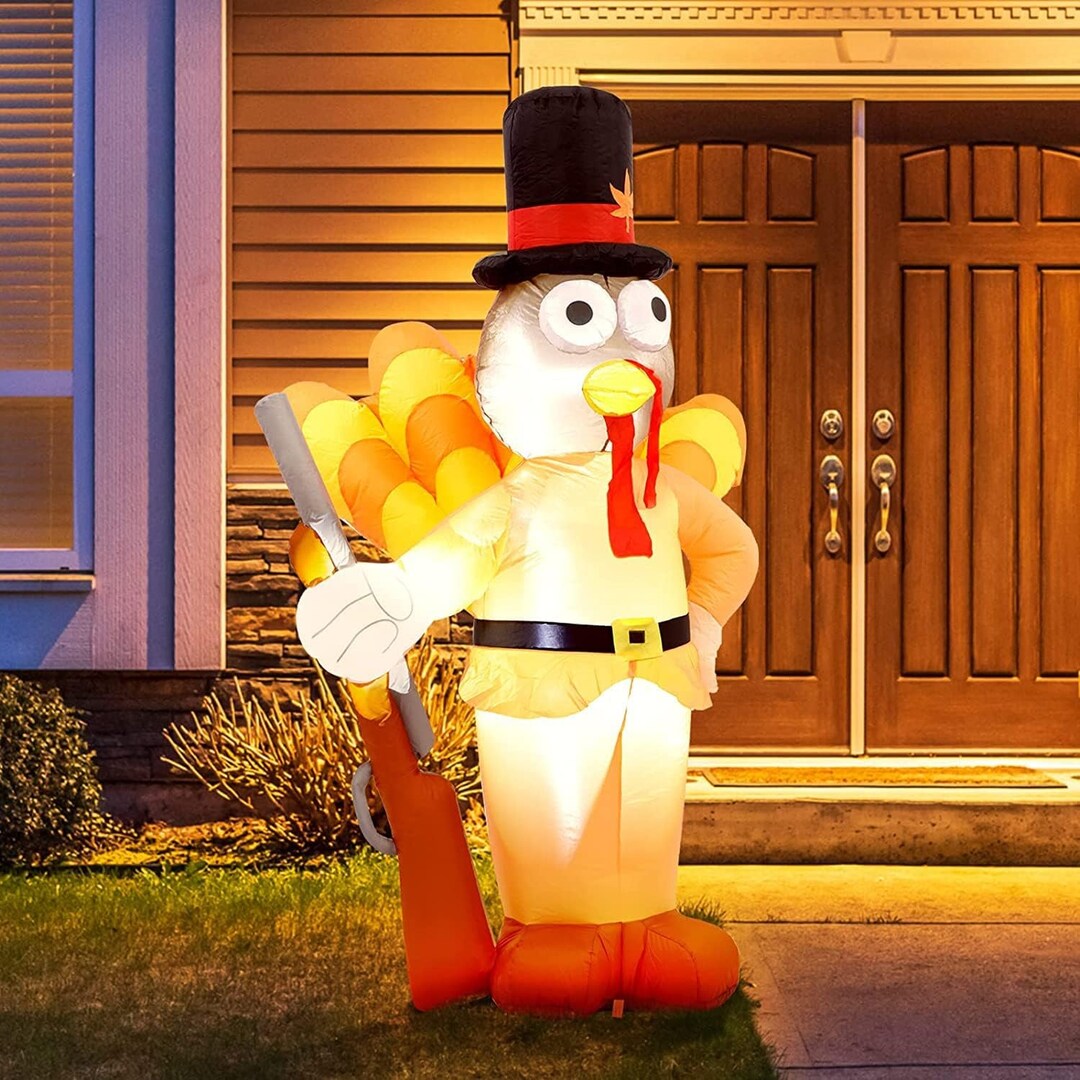 Turkey Soldier W Gun Thanksgiving Inflatable 6 Feet Tall - Etsy