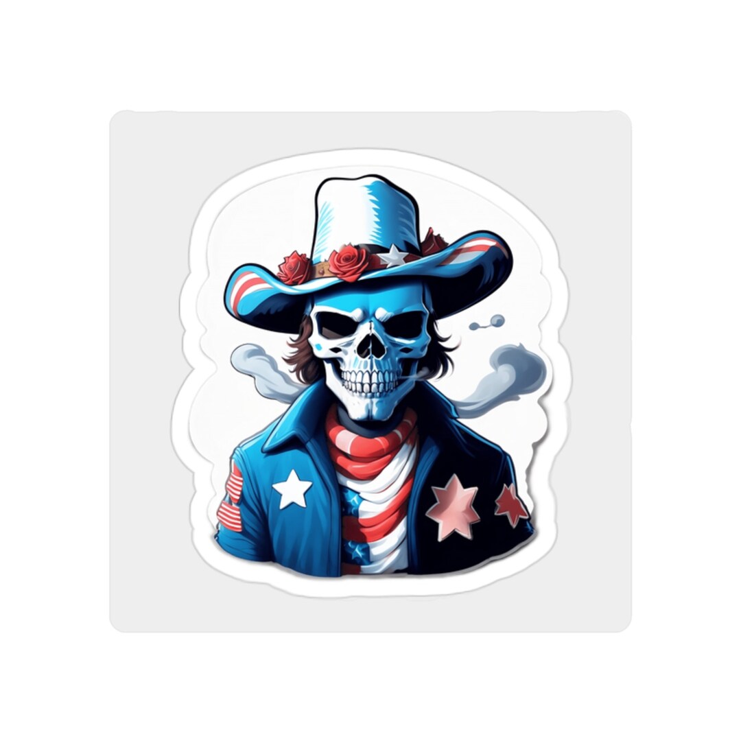 Patriotic Skeleton in Blue Die-cut Sticker - Etsy